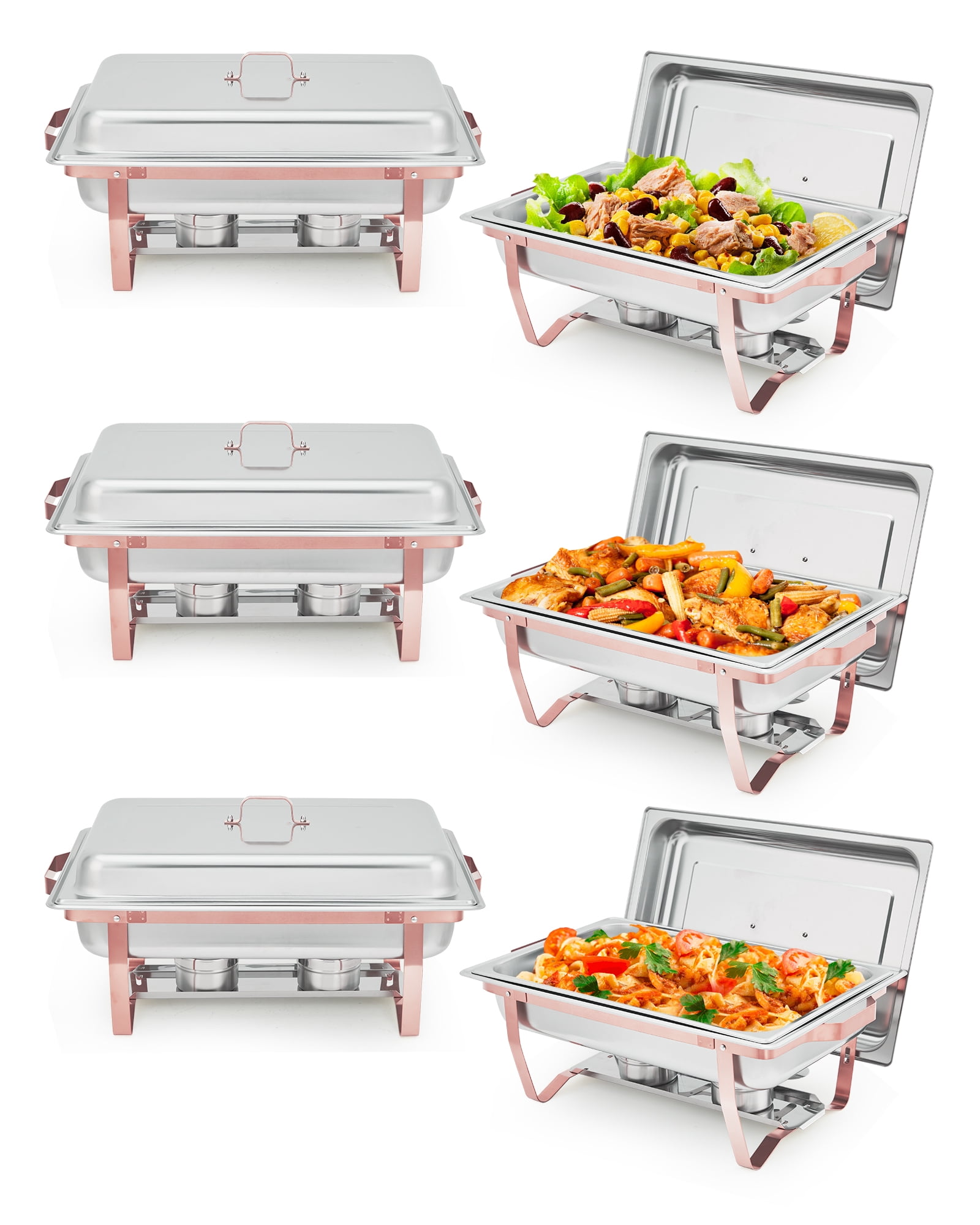 6 Piece Chafing Dishes for Buffet Set, 8QT Rectangular Stainless Steel ...