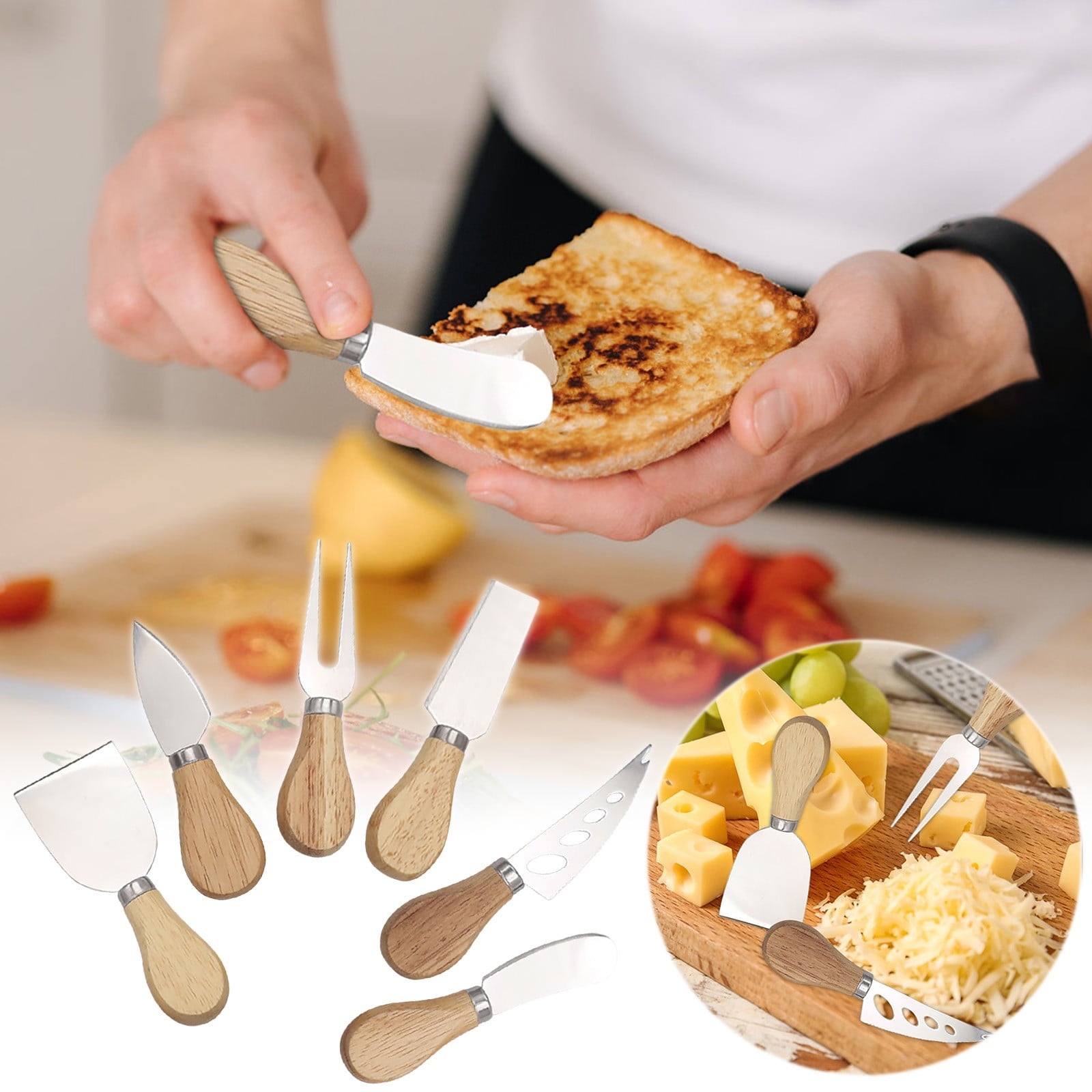 6-Piece Cheese Knife Set-Stainless Steel Cheese Knives & Fork with ...