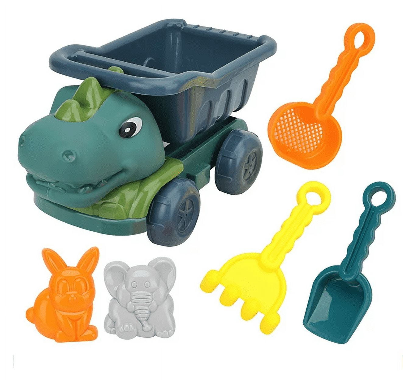 6 Piece Children's Dinosaur Engineering Car Shovel Beach Toys Set ...