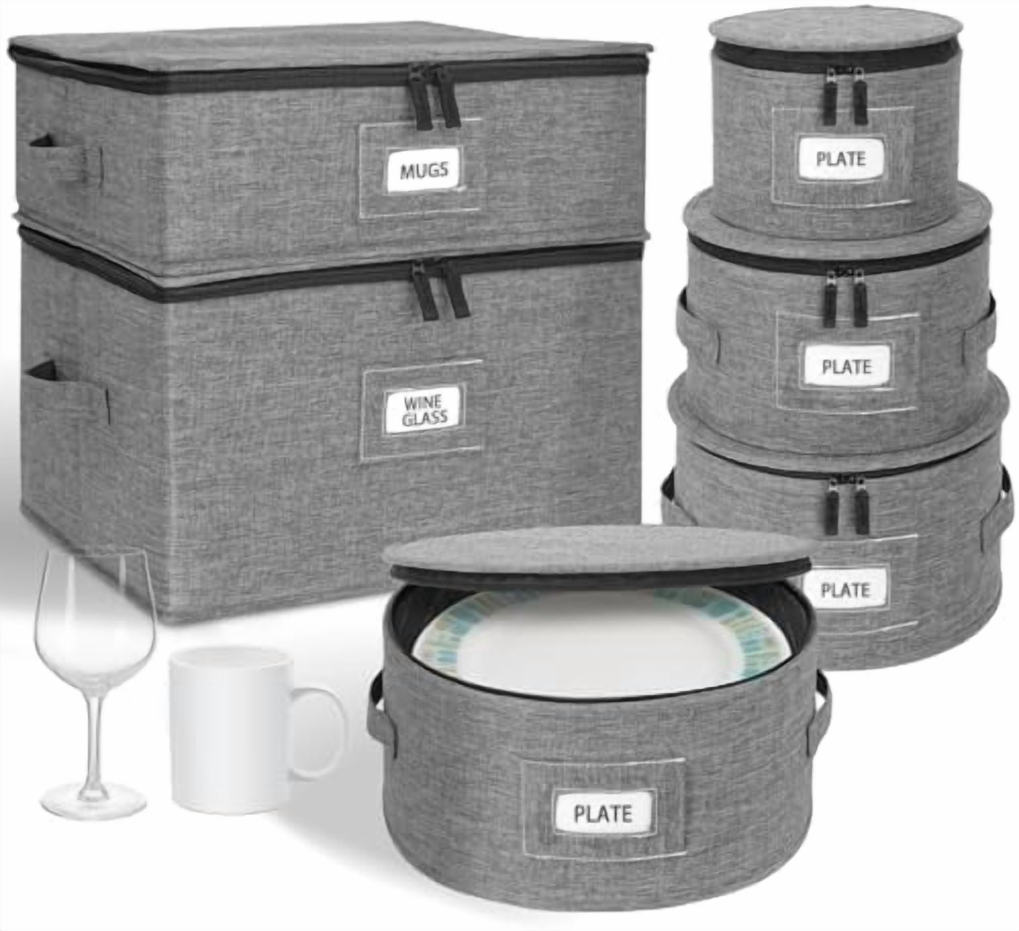 6-Piece China Storage Containers, Mug & Cup Organizer, Wine Glass ...