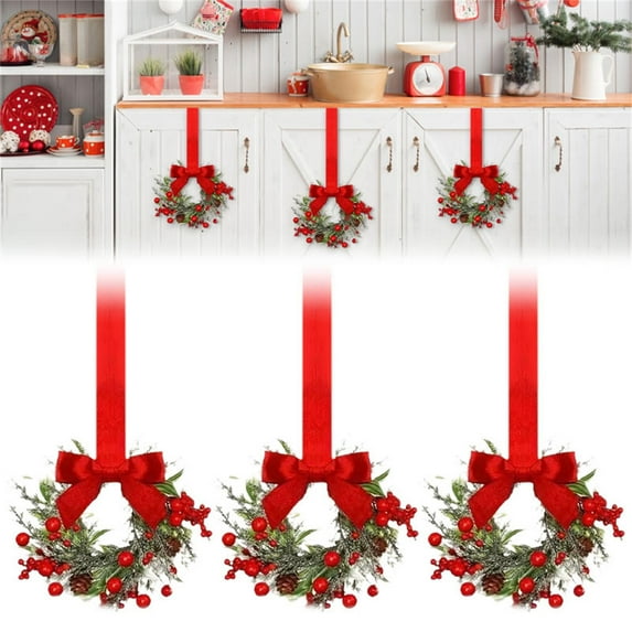 6-Piece Christmas Wreath/ 6 Pcs 6 Christmas Cabinet Wreaths For Kitchen ...