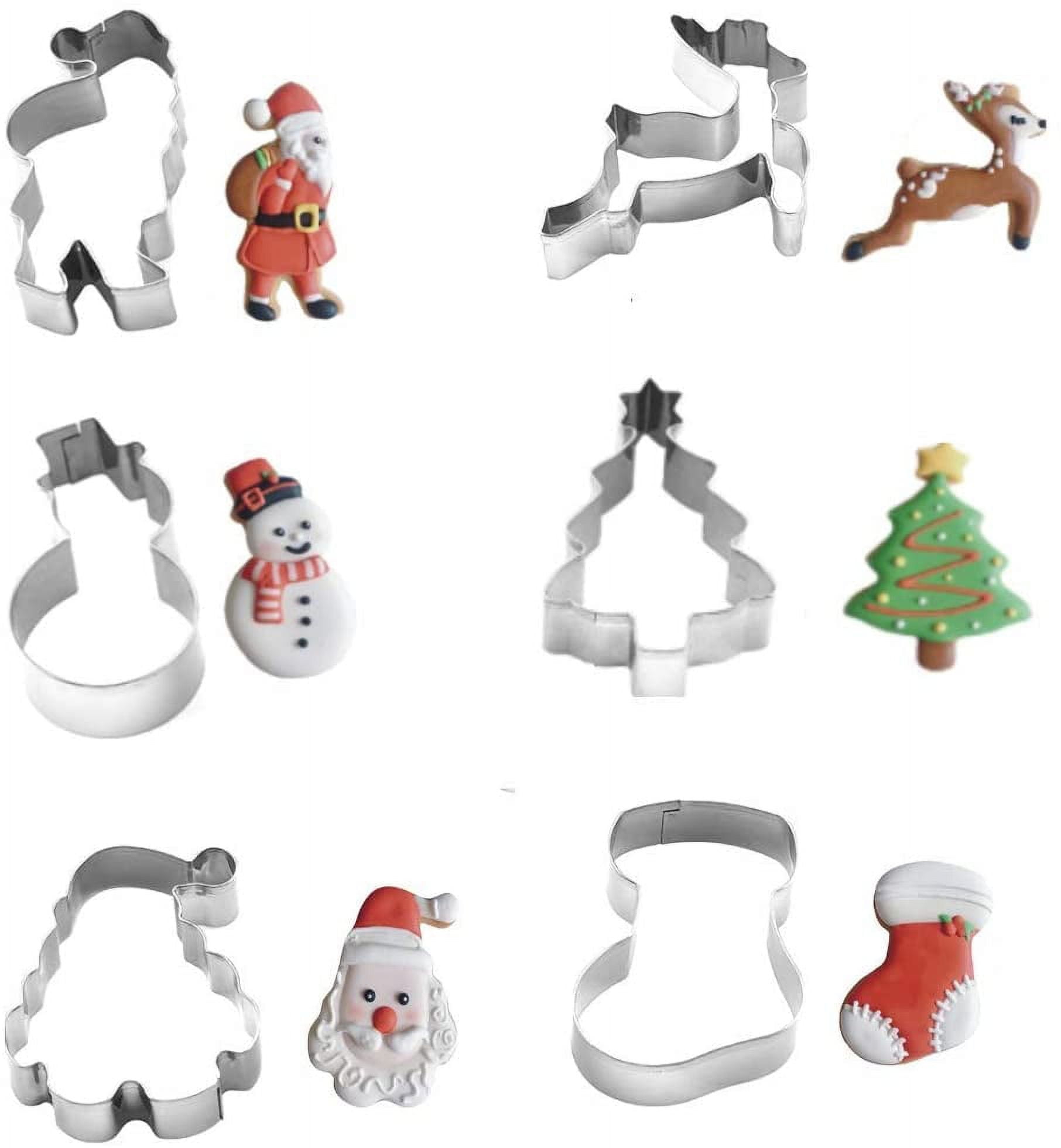 6 PCS Christmas Cookie Cutters Set Sugar Dough Cutter Cookie Cutter ...