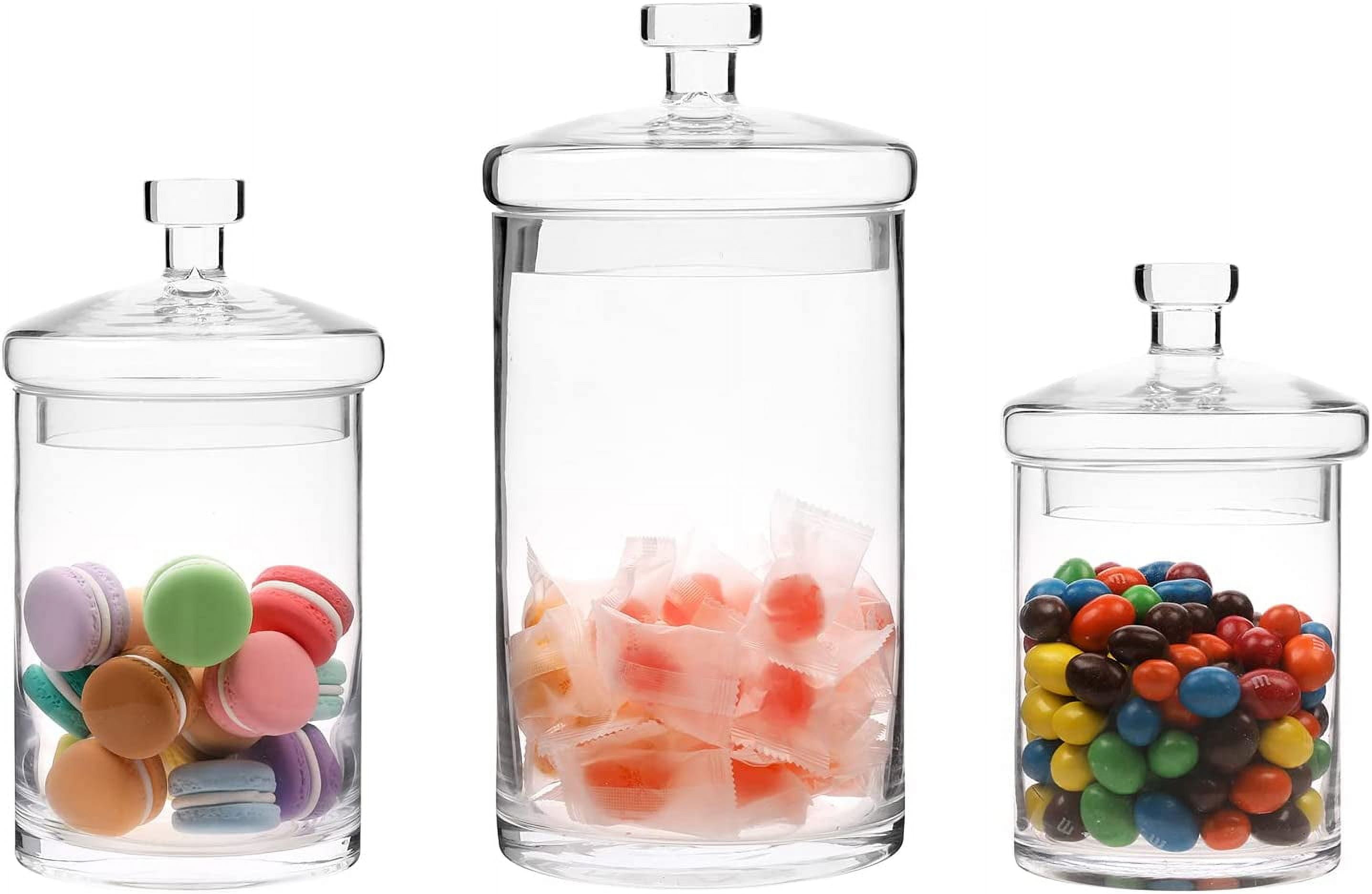 6 Piece Clear Glass Apothecary Jar Set with Clear Lid - Decorative ...