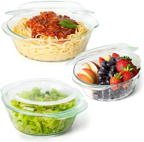 6-Piece Clear Glass Casserole Dishes for Oven With Lids, Durable ...