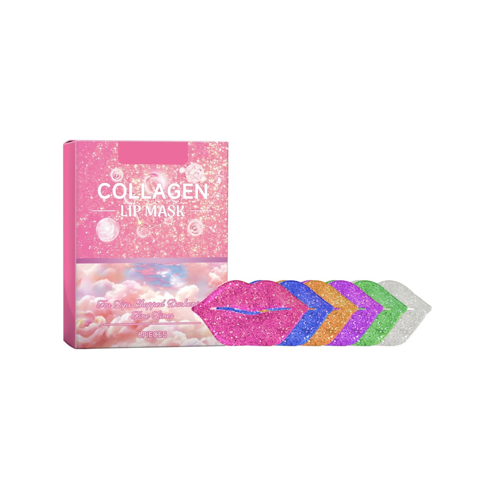 6-Piece Collagen Lip Mask Set - Hydrating & Lip Line Care, Non-Greasy ...