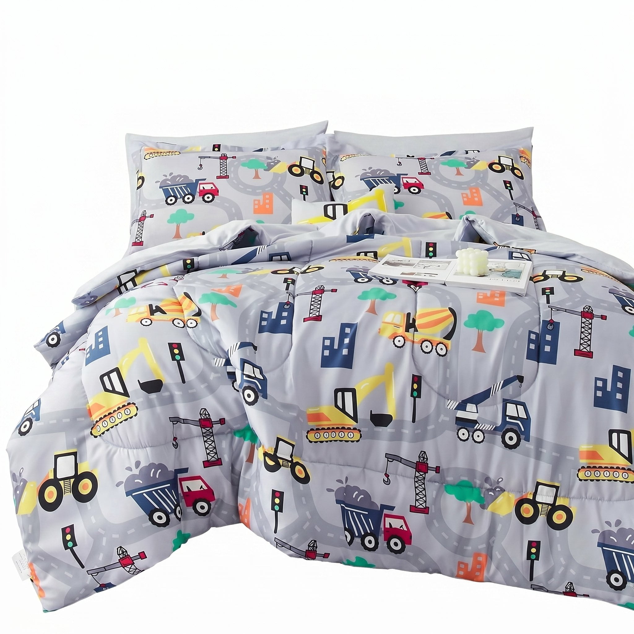 6-Piece Comforter Set for , Excavator Construction Vehicle Bedding Set ...