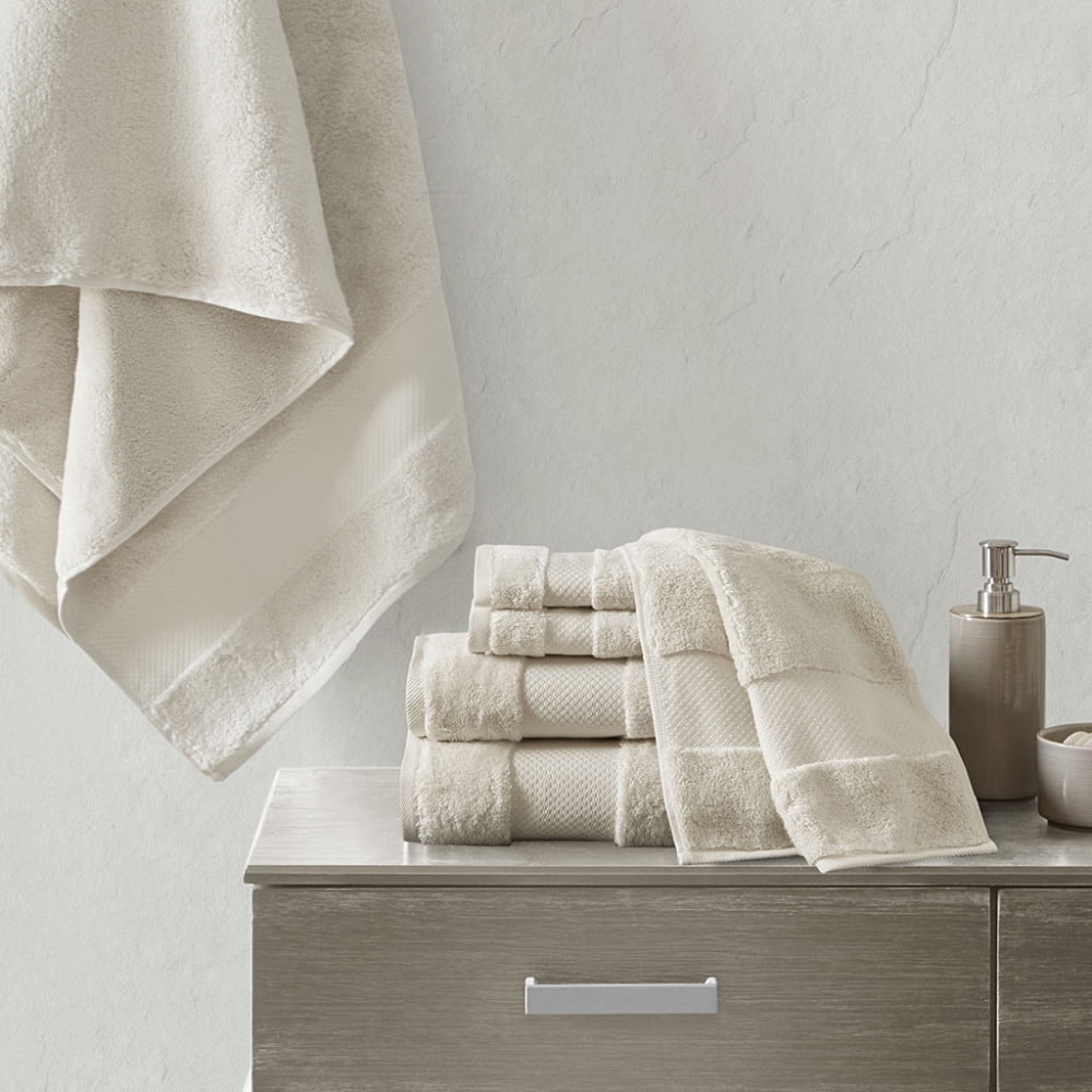 6 Piece Cotton Bath Towel Set, 600GSM Weight, 2 Bath Towels, 2 Hand ...