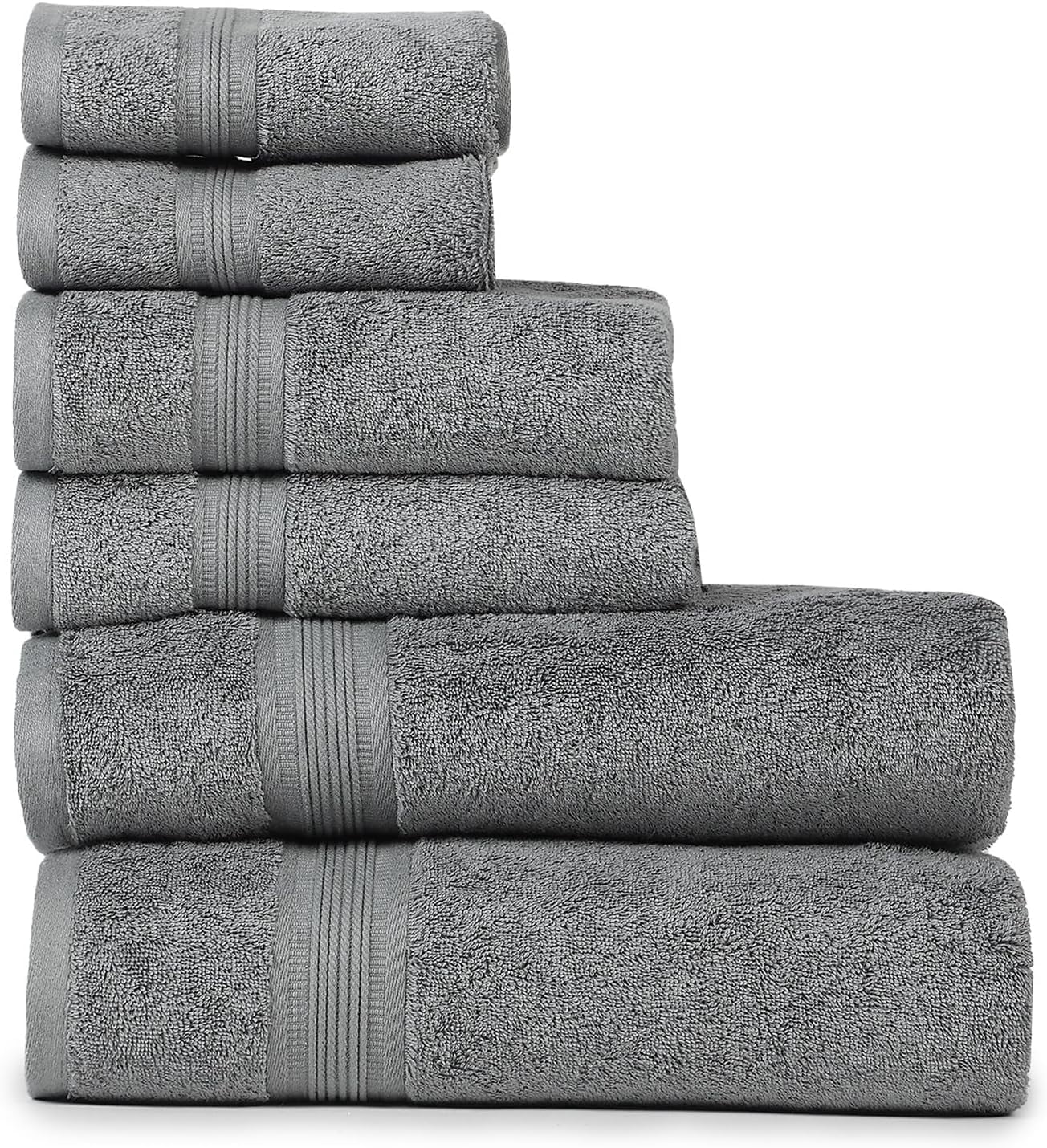 6 Piece Cotton Towel Set – 2 Extra Large Bath Towels, 2 Hand Towels, 2 ...