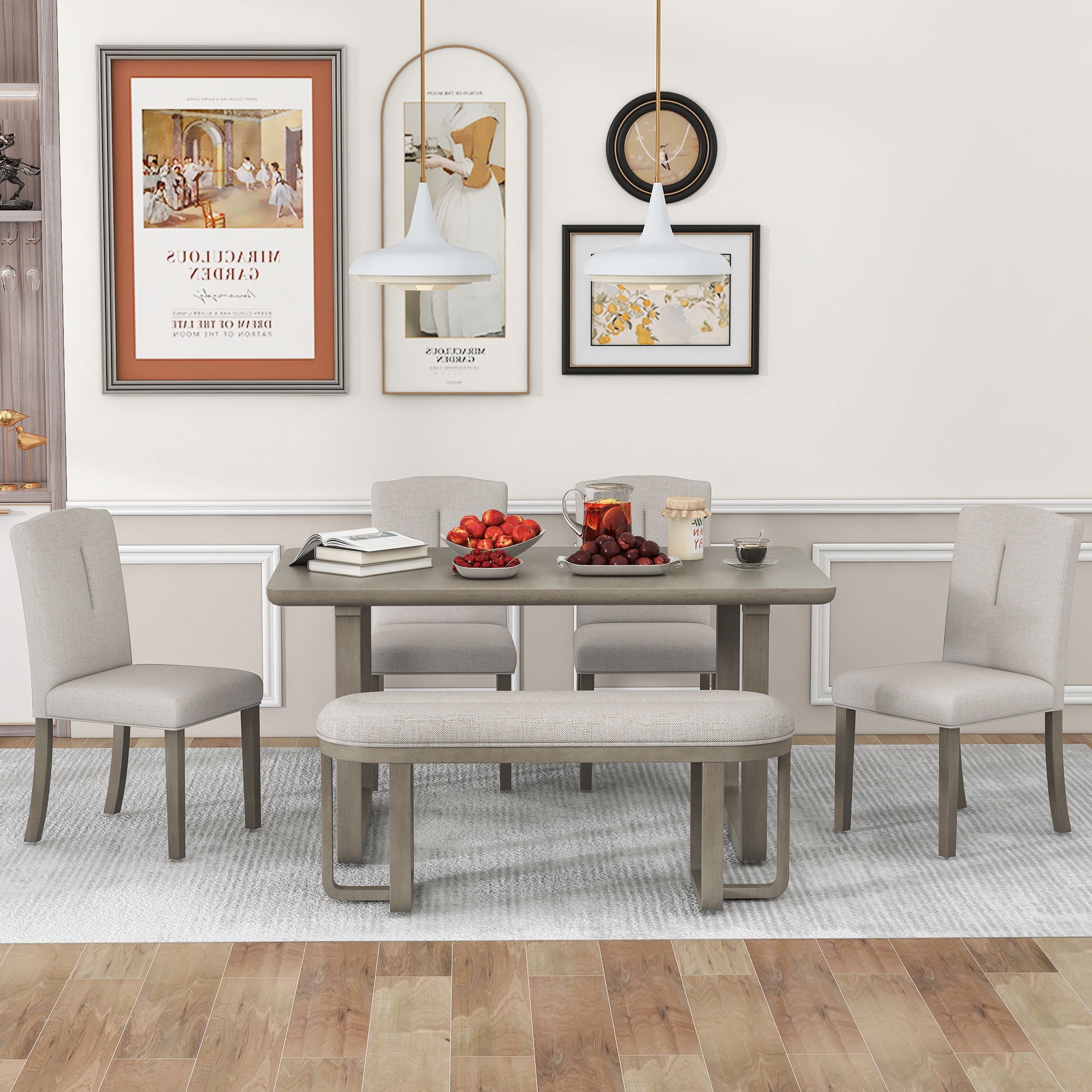 6 Piece Counter Height Dining Room Set, Dining Table Set for 6 ...