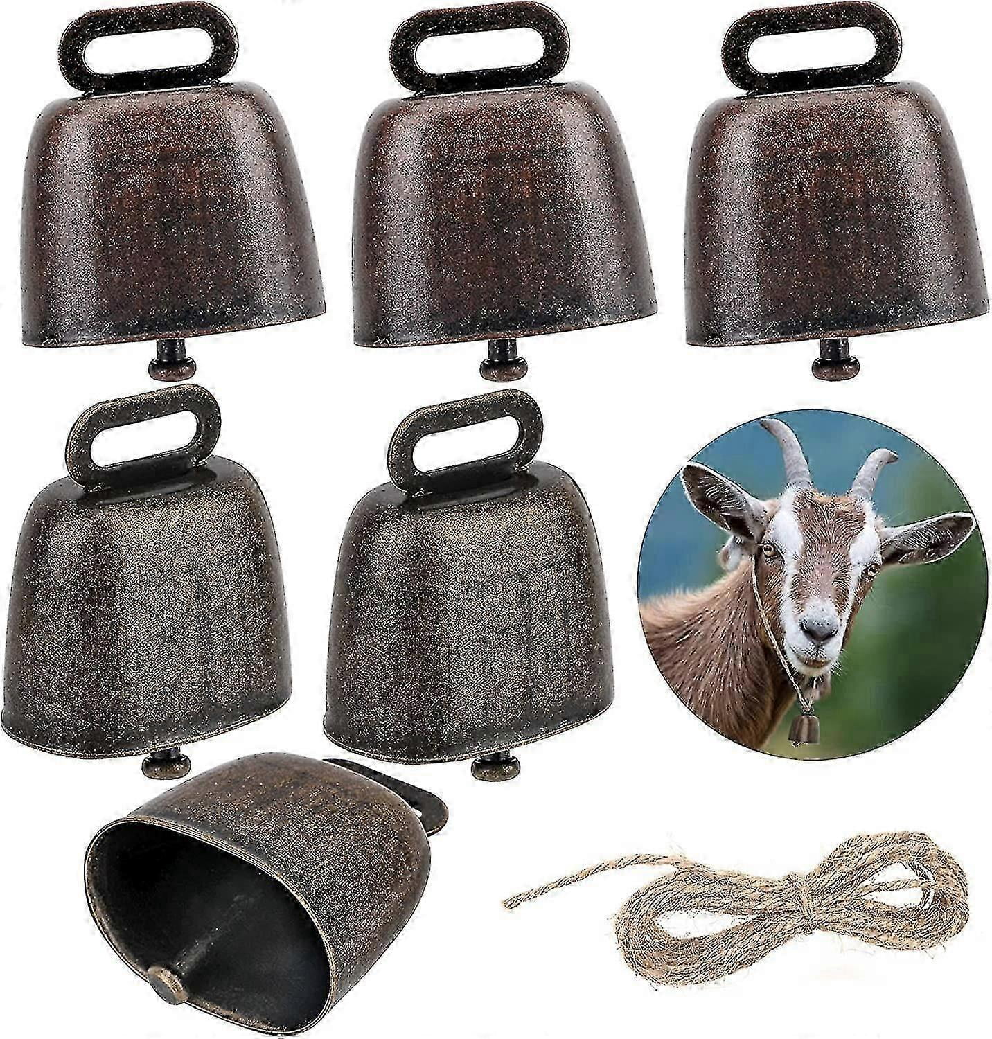 6 Piece Cow Bell, Sheep Cow Bells Pasture Bells, Copper Bells Cattle Bronze Bell, For Anti-theft ...