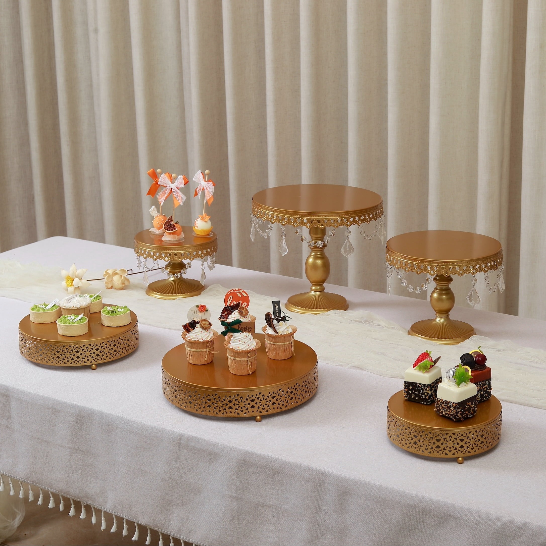 6-Piece Cream-Colored Cake Stands & Dessert Displays, 8/10/12 Inch ...