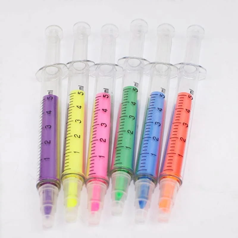 6 Piece Creative Cylinder Cute Colored Marker Graffiti Syringe ...