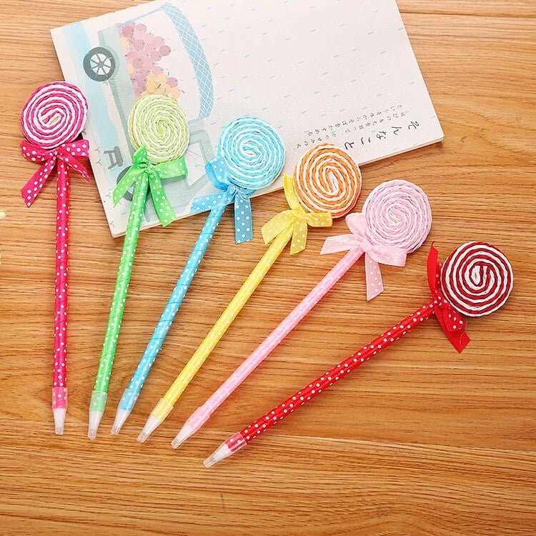 6 Piece Creative Lollipop Candy Ballpoint Pen Stationery Blue B ...
