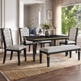 6 Piece Dining Set, 60 Inch Dining Table with 4 Chairs and Bench ...