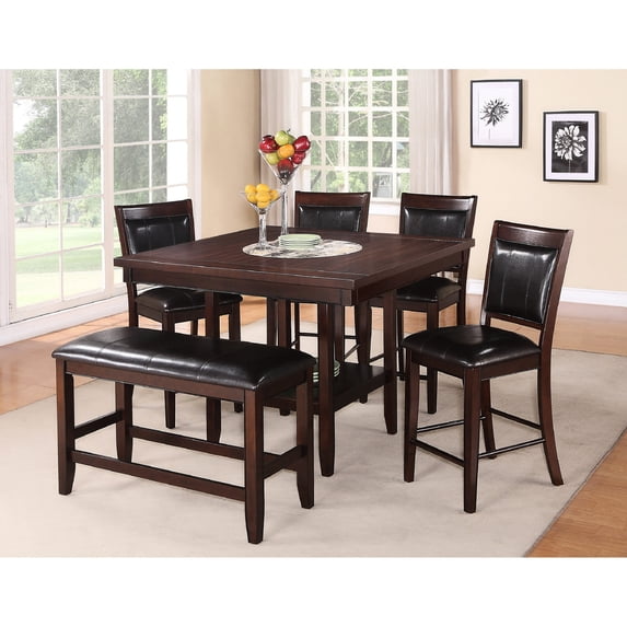 6-Piece Dining Set in Farmhouse Style | 20-Inch Lazy Susan, Underneath ...