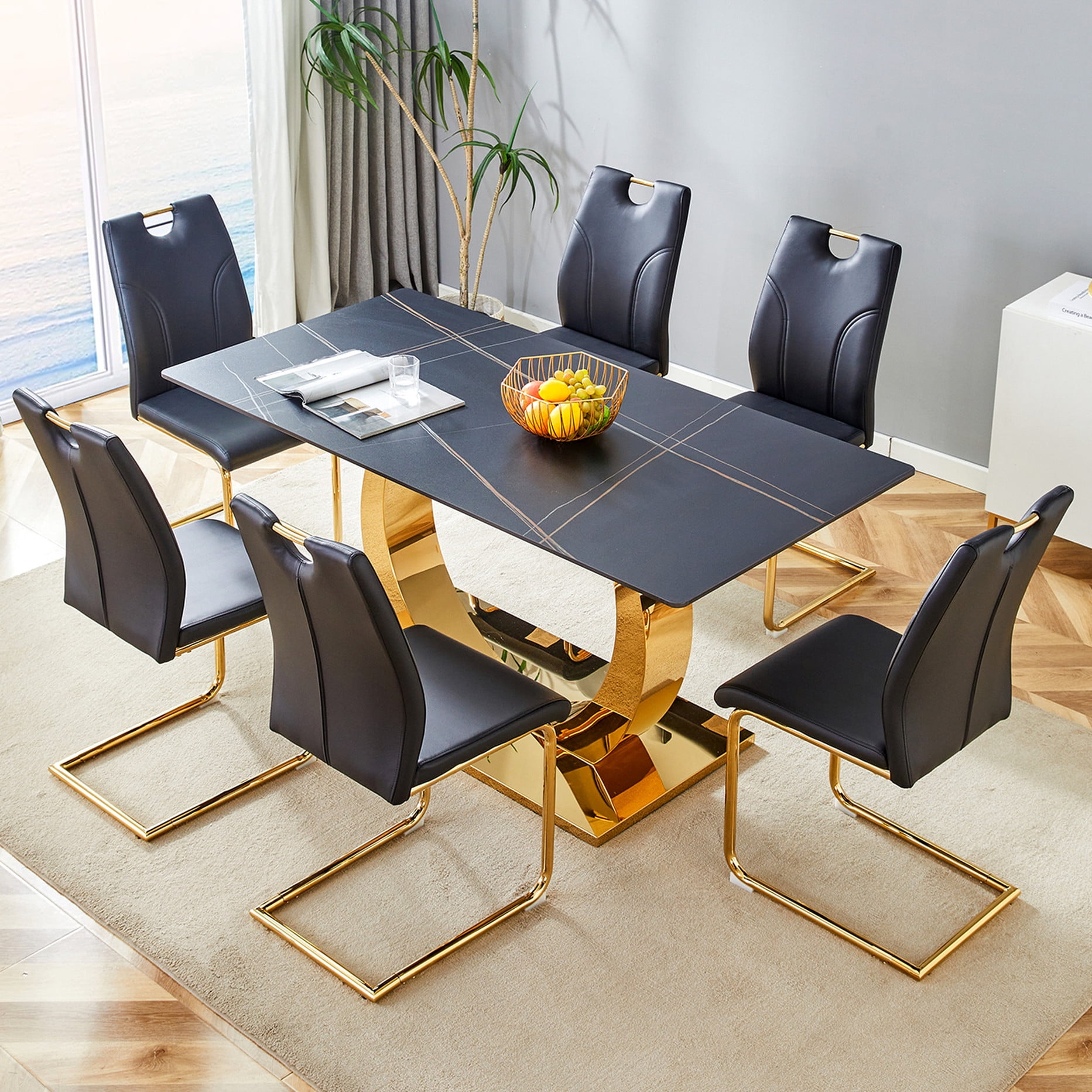 6-Piece Dining Table and Chair Arrangement | Suited for Daily Use with ...