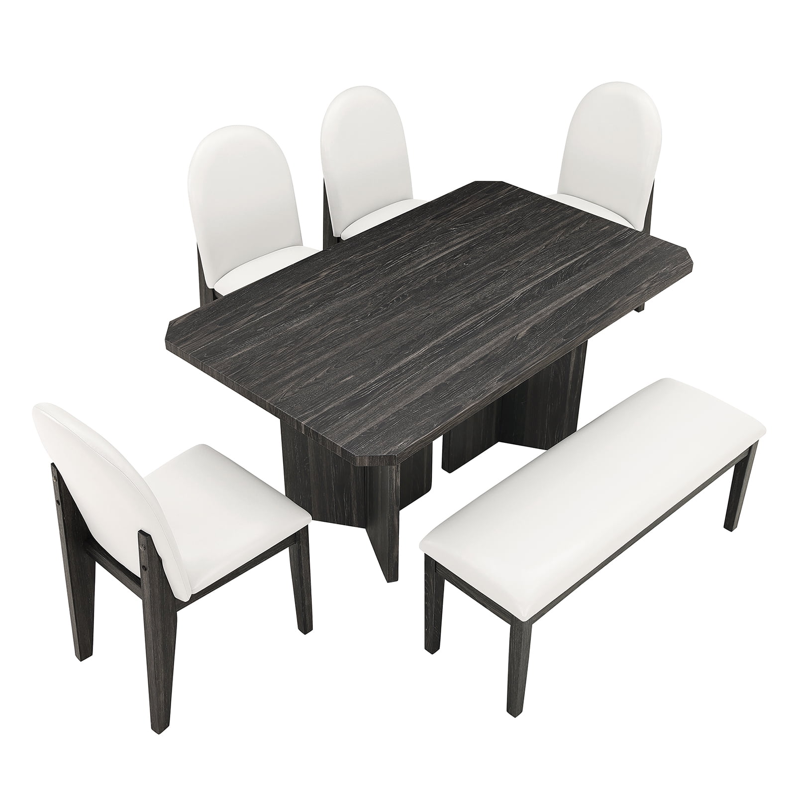 6 Piece Dining Table Set,Kitchen Rectangle Table Dining Set Including 4 ...