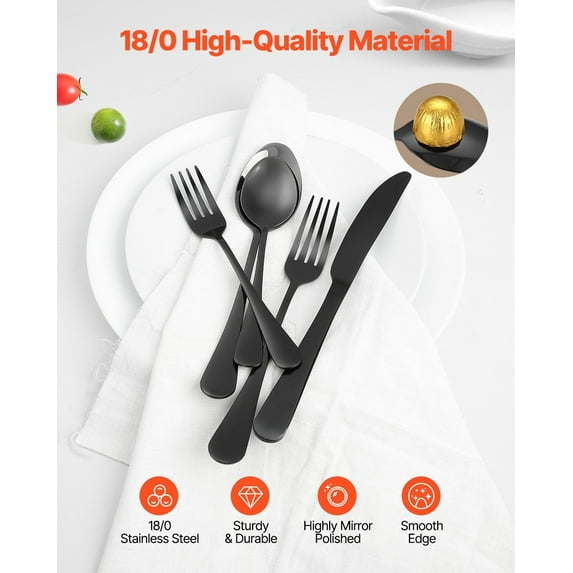 6-Piece Dinnerware Silverware Set, 30-Piece Stainless Steel Utensils ...