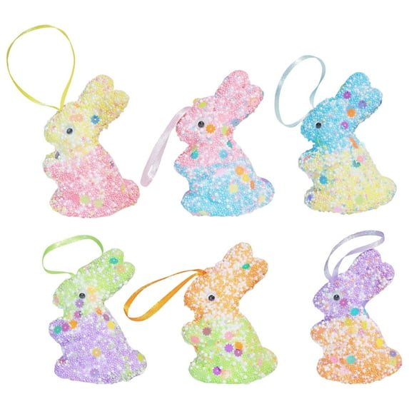 6-Piece Easter Color-Foam Rabbits Hanging Ornaments, Bright Spring ...