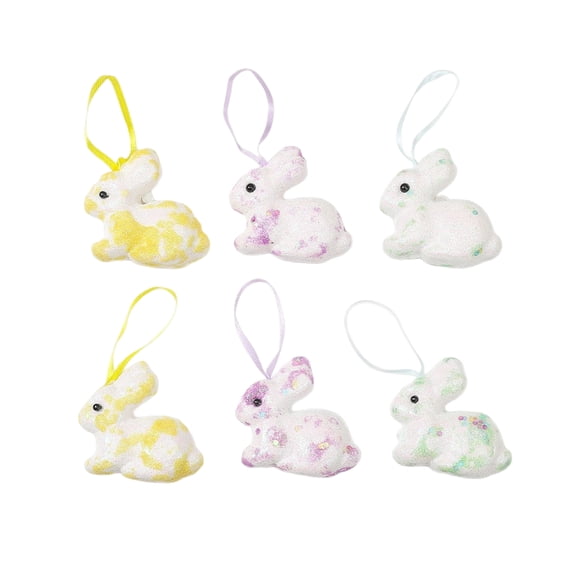 6-Piece Easter Foam Bunny Ornaments - Multi-Color Flower-Printed ...
