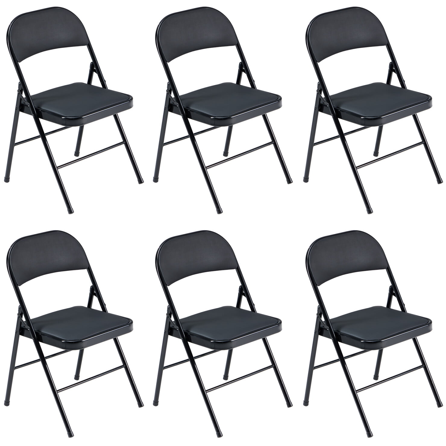 6 Piece Elegant PVC Folding Chairs, Metal Accent Folding Chairs for ...