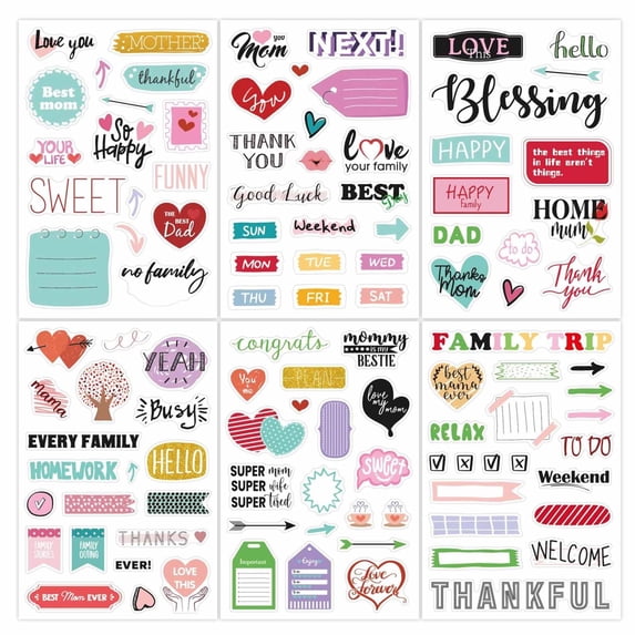 6-Piece Family Themed Memory Album Decoration Stickers For Scrapbook ...