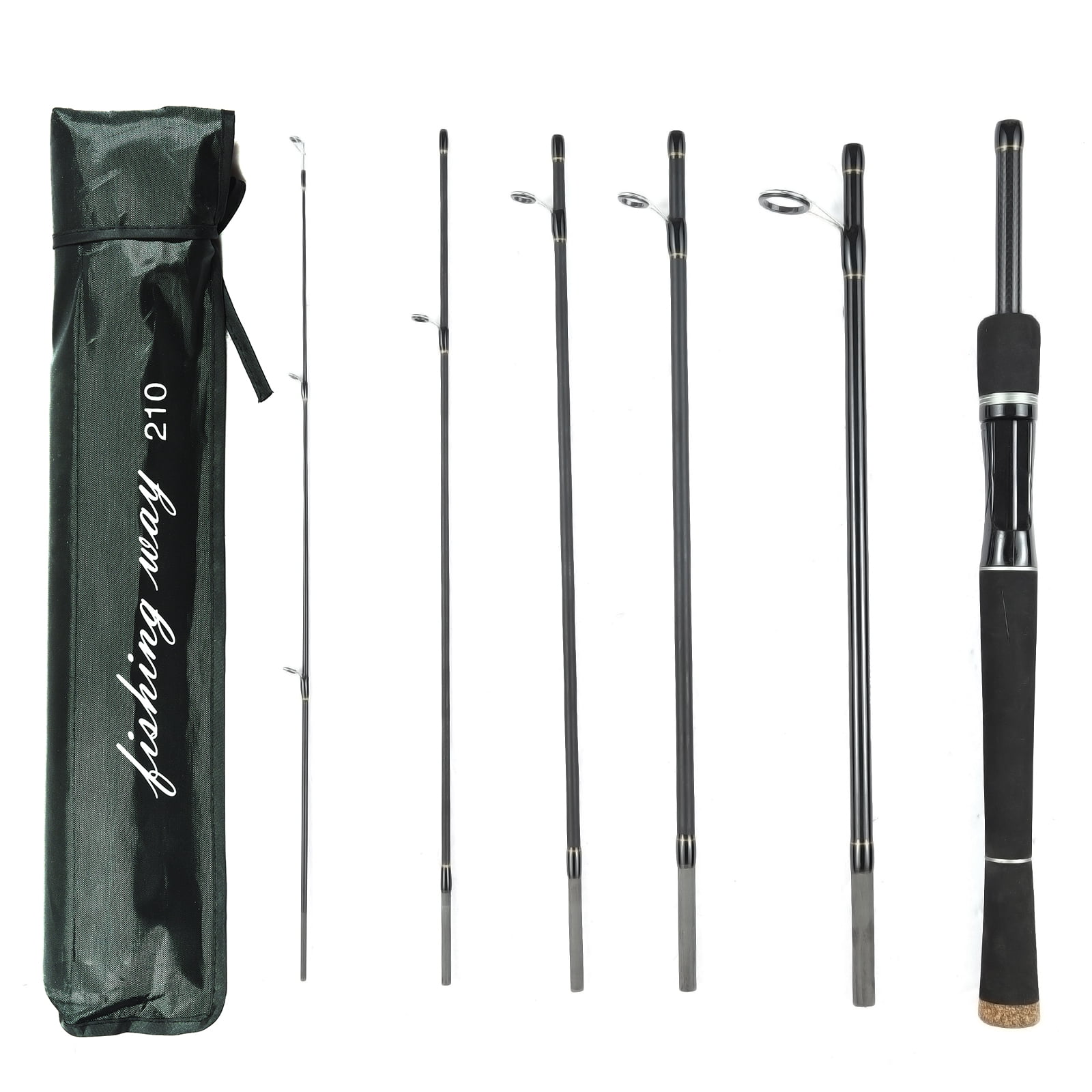 6 Piece Fishing Pole Ultralight Spinning/Casting Rod Travel Fishing Rod ...