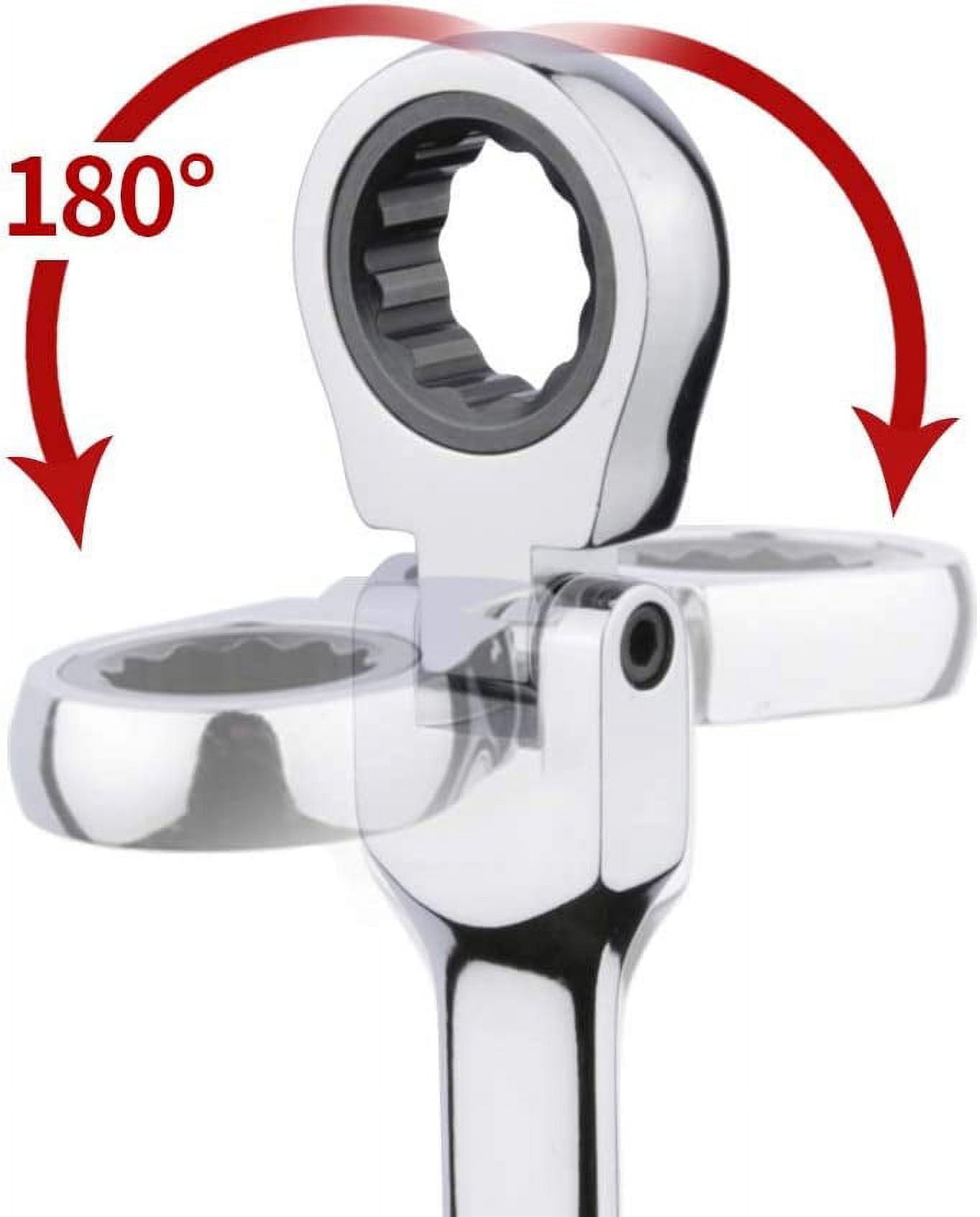 6-Piece Flex-Head Extra Long Ratcheting Wrenches Double Box End Chrome ...