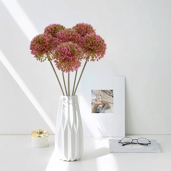 6 Piece Fluffy White Simulation Flower Stems, Faux Botanical Decor ...