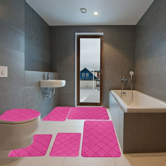 6 Piece Foam Bath Mat Set for Whole Room Bathroom Non Slip Soft ...