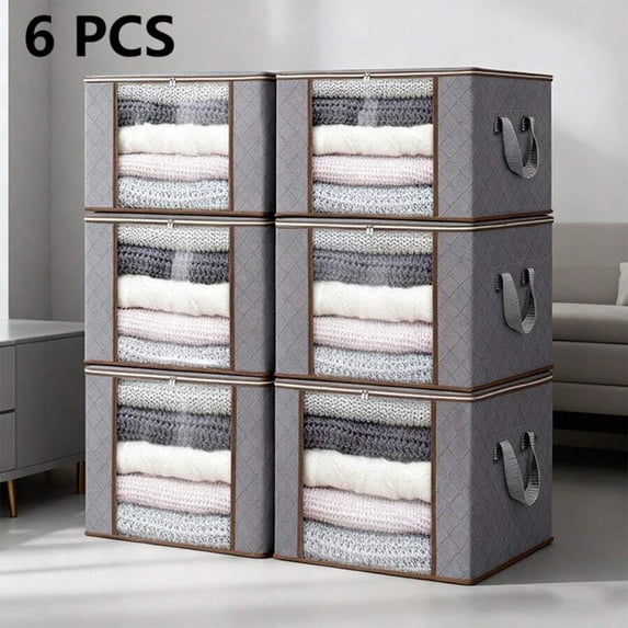 6-Piece Foldable Storage Boxes with Handles – Transparent Window ...