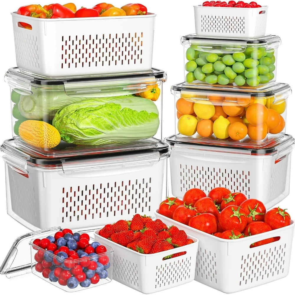 DOQAUS 6-Count Fruit Storage Containers with Vent Holes and Handles