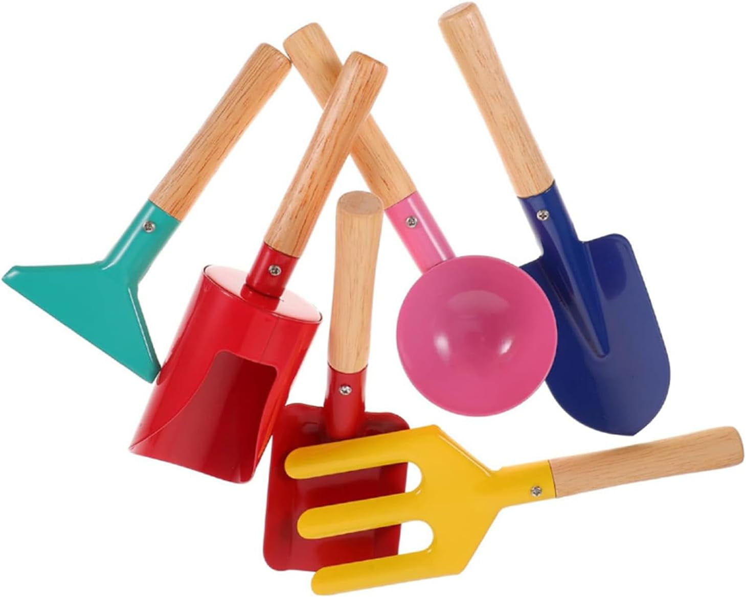 6 Piece Gardening Tools, Made of Metal with Sturdy Wooden Handle, Safe ...
