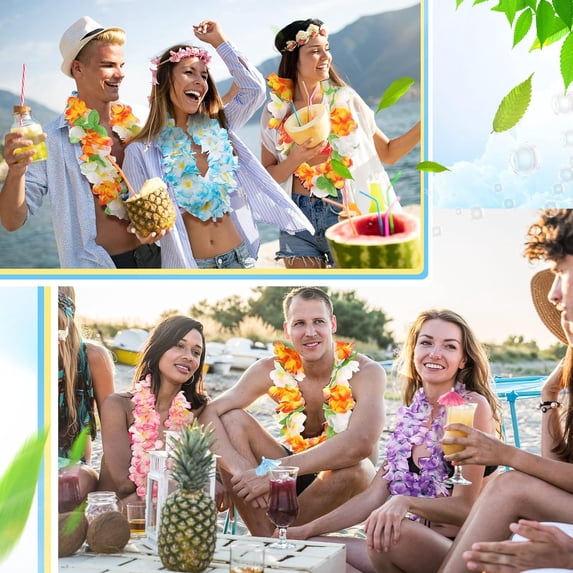 6 Piece Garland Hawaiian Garland Thickened Tropical Flower Silk Garland ...