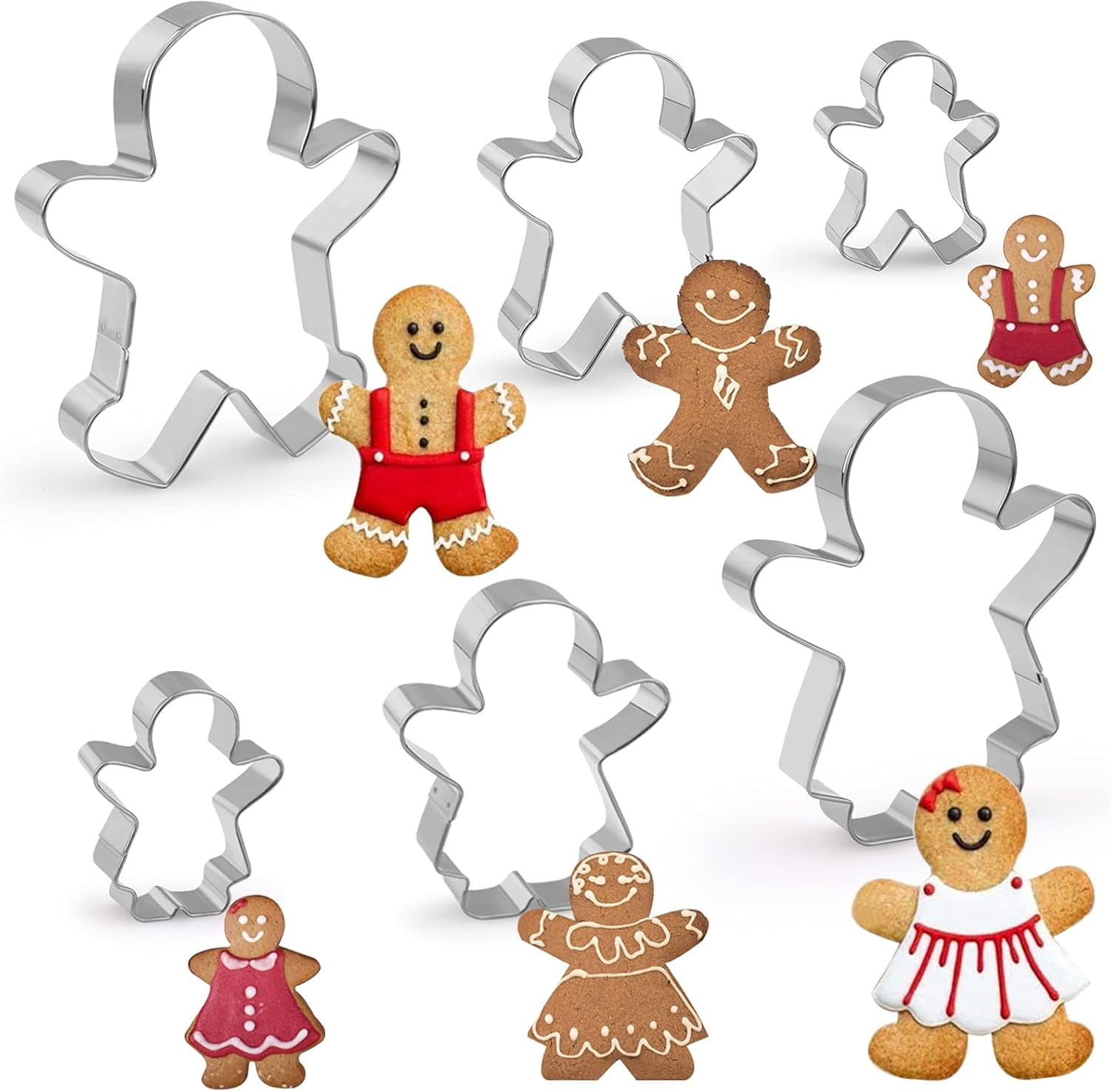 6 Piece Gingerbread Man Cookie Cutters Set, Gingerbread Famili Biscuits ...