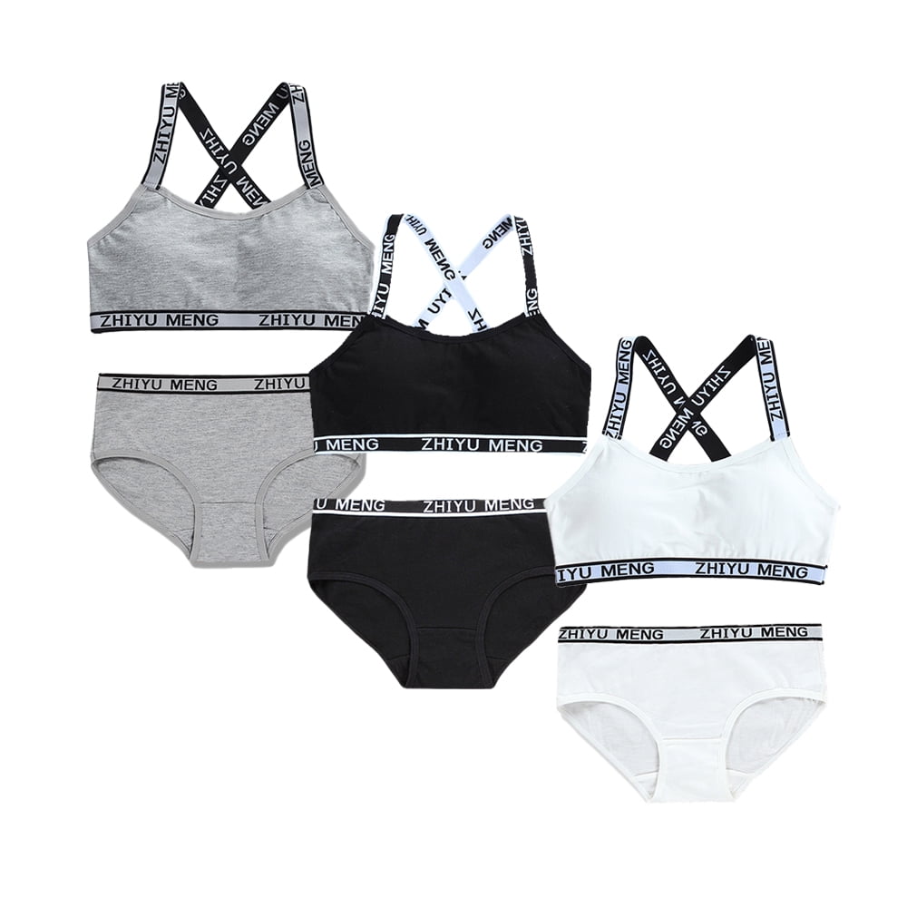 6-Piece Girls' Matching Training Bra Set Seamless Cami Training ...