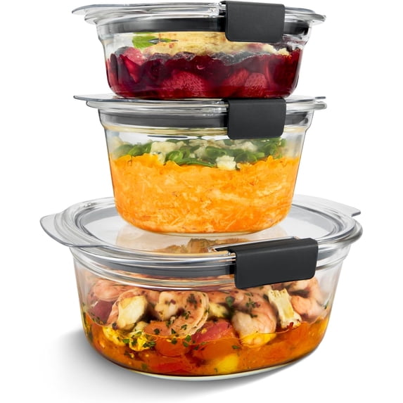 6-Piece Glass Round Leak-Proof Food Storage Container Set with Lids ...