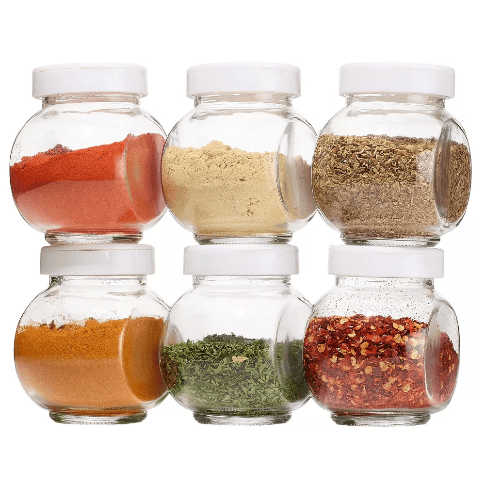 6-Piece Glass Spice Jar Set with Sprinkle & Pour Lids – 200ml Jars for ...