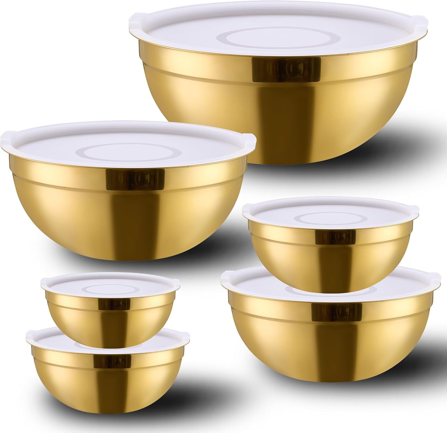 6-Piece Gold Stainless Steel Baking, Mixing, Dessert, Rice, Fruit ...