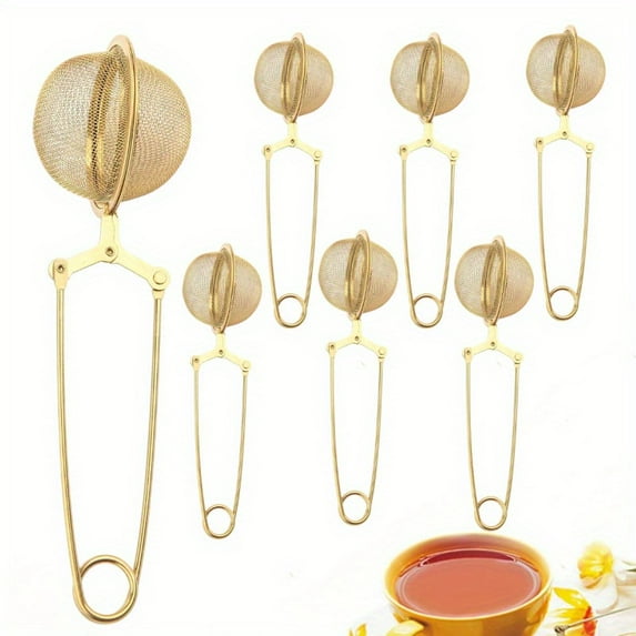 6-Piece Golden Tea Ball Infuser Set - Stainless Steel Snap-Ball Tea ...