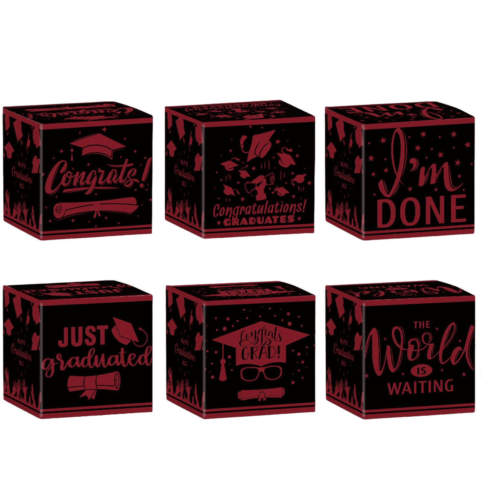 6-Piece Graduation Candy Box Set - Congratulations Party Decoration ...