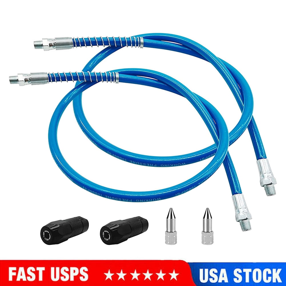 6 Piece Grease Gun Hose Kit, 39 Inch Flex Grease Hose Extension, Sharp ...