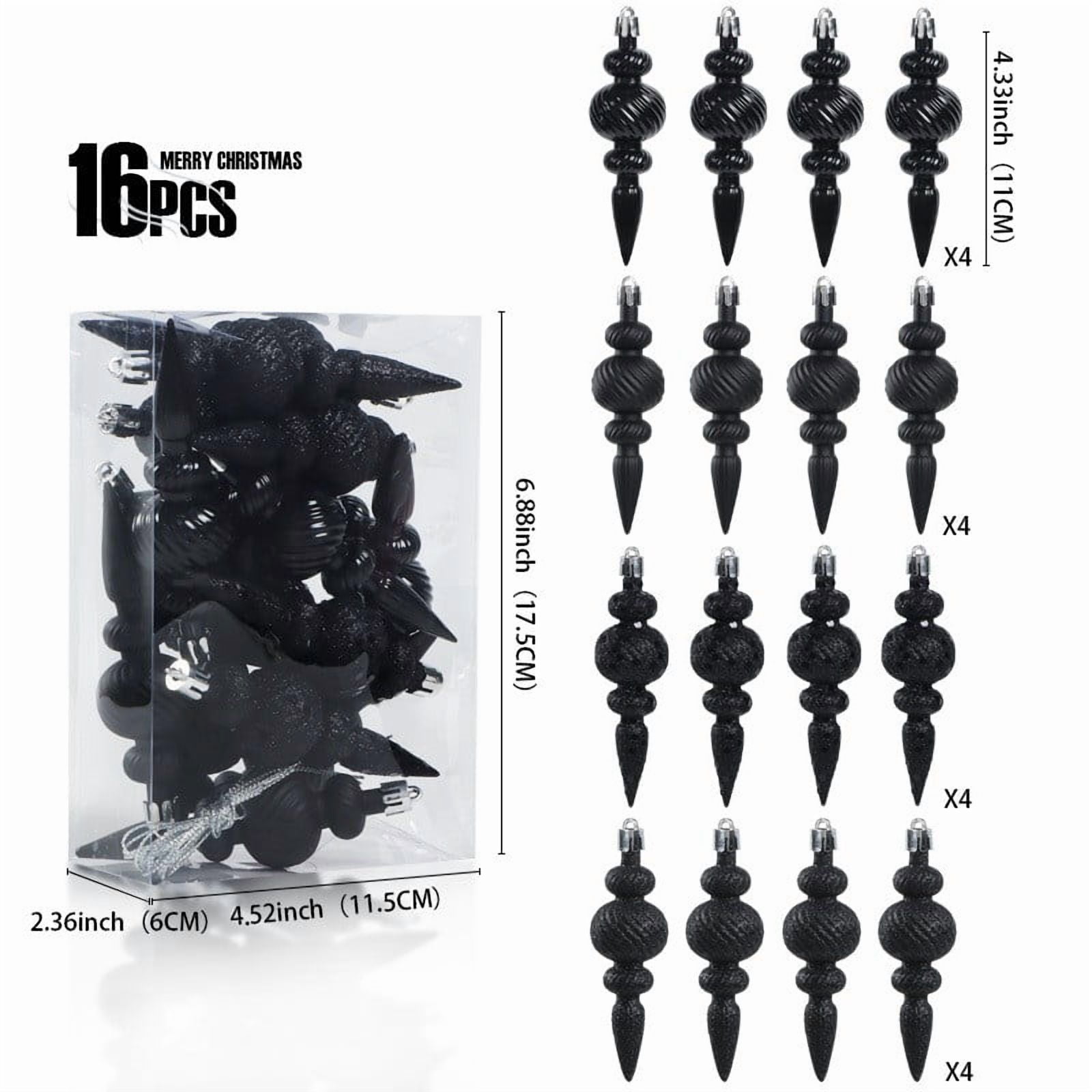 6-Piece Green Finial Drop Christmas Ornament Set for Holiday Tree and ...
