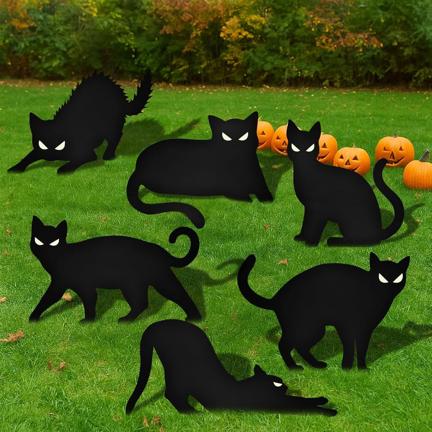 6-Piece Halloween Black Cat Yard Signs with Stakes Decorations - 6 ...