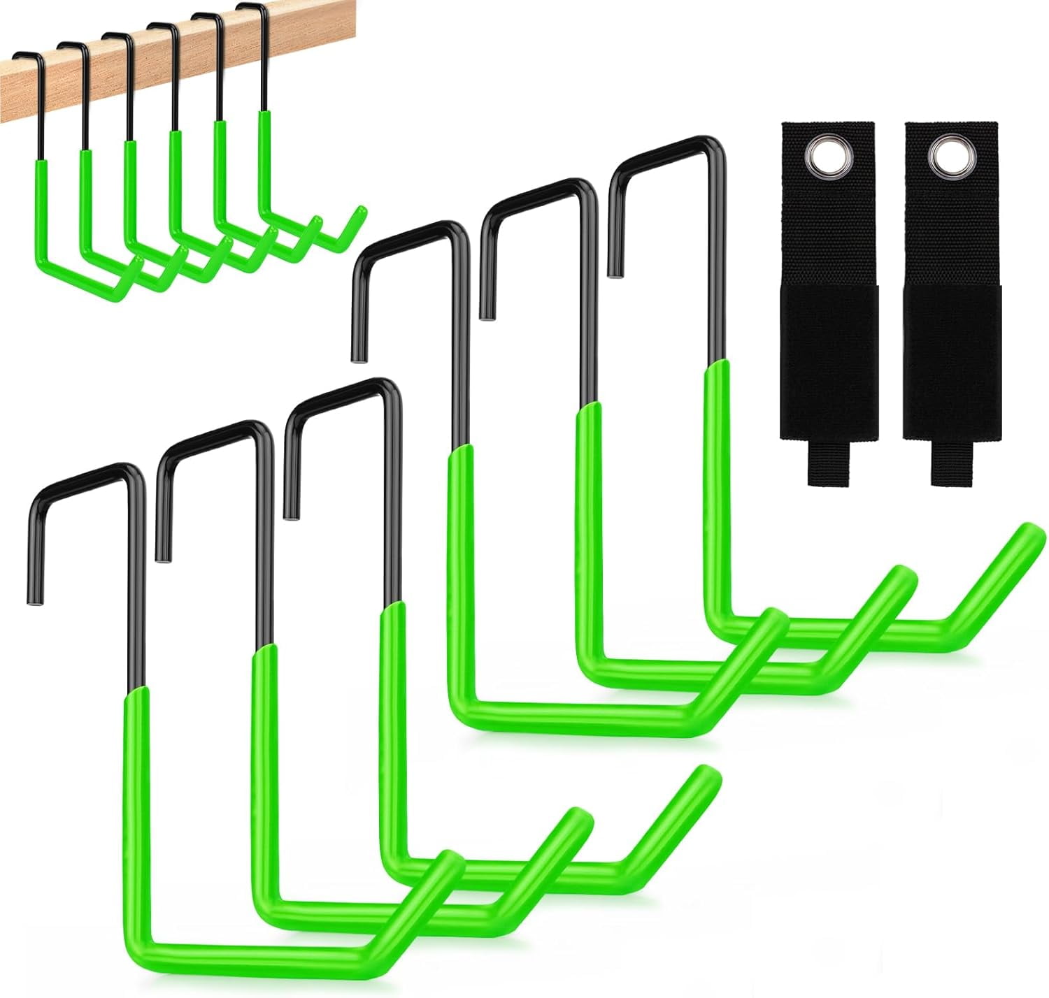 6-Piece Heavy Duty Rafter Hanger Hooks with 2-Piece Extension Straps ...