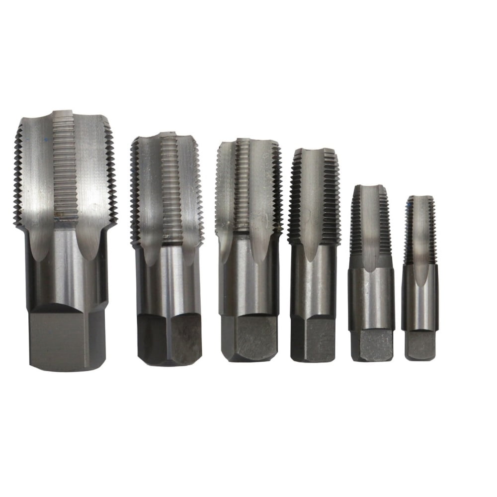 6 Piece High Speed Steel NPT Pipe Tap Set 1/4", 3/8", 1/2", 3/4", 1 ...