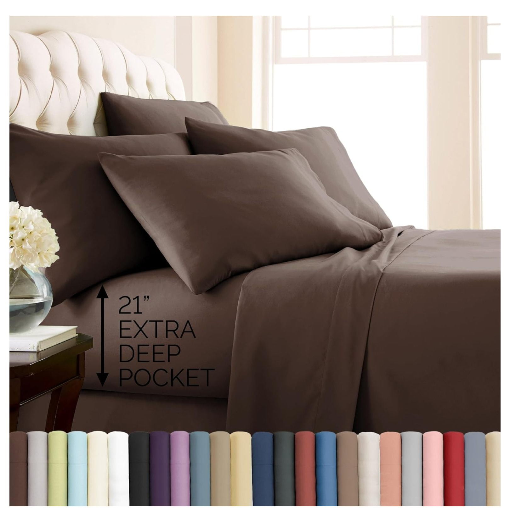 6-Piece King Size Sheets Set, 21-Inch Deep Pocket King Sheet Set ...