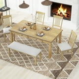 6-Piece Kitchen Dining Table Set, 72" L Rectangular Table with 4 ...