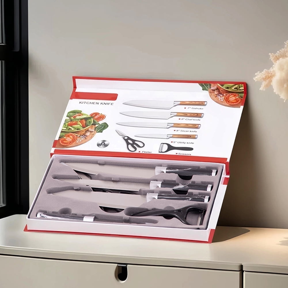 6-Piece Kitchen Knife Set with 3 Chef Knives, Utility Knife, Grater ...