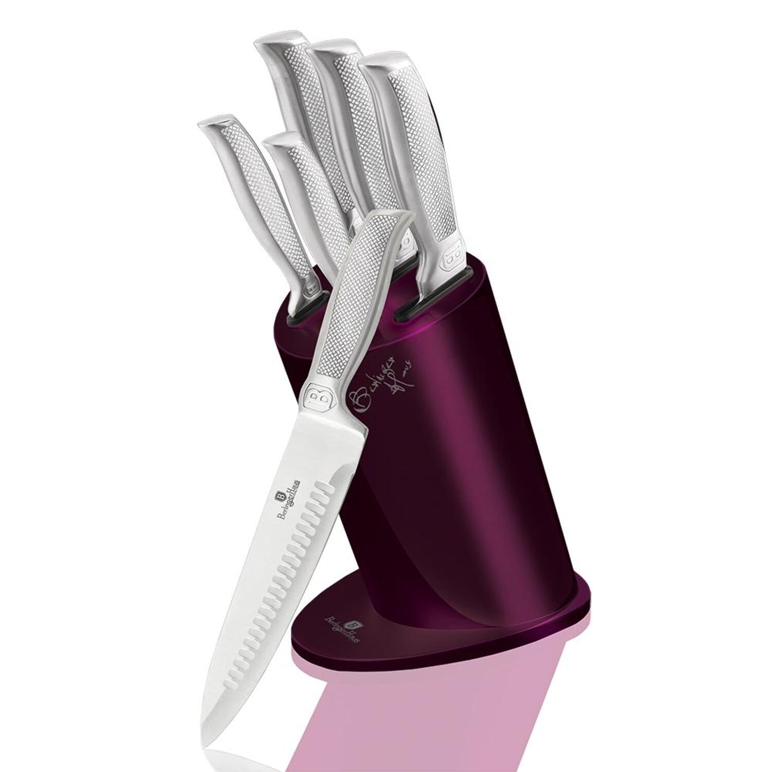 6-Piece Knife Set w/ Stainless Steel Stand Kikoza Purple Collection ...